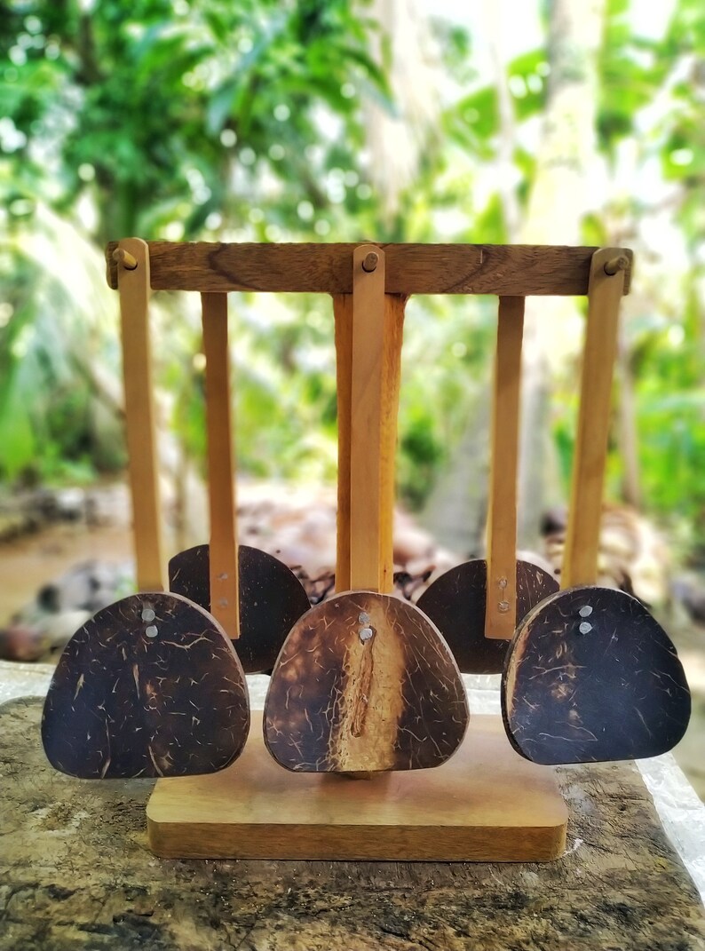 Beautiful Handmade Coconut Shell +wooden Spoons With a HOLDER for Your ...