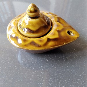Ceramic Oil Lamp Pot Handmade Separate Lid Self Handle Home Lighting ...