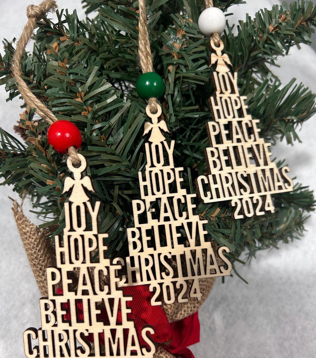 Inspirational Christmas Tree With Stacked Words Ornament/gift Tag slim ...
