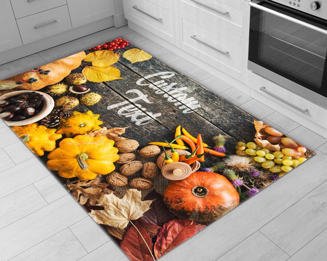 Vivid Color Printed Kitchen Rug • Machine Washable Non-slip Kitchen Rug ...