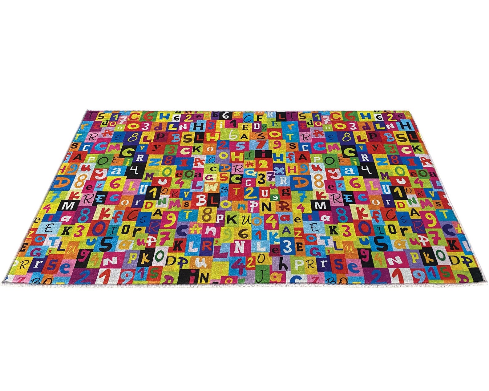 Vibrant Letters and Numbers Printed Colorful Area Rug • Eye-catching ...