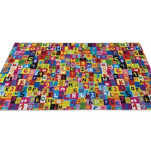 Vibrant Letters and Numbers Printed Colorful Area Rug • Eye-catching ...