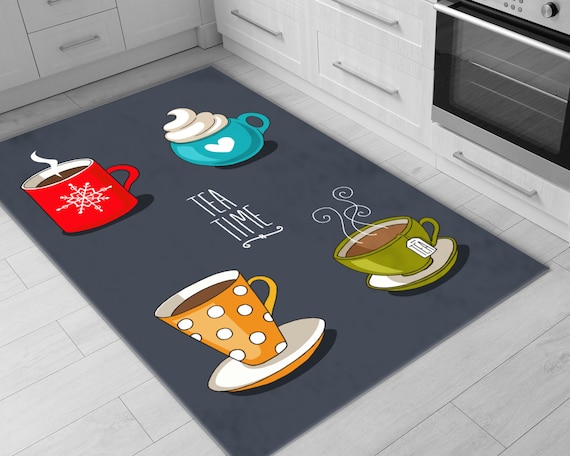 Vivid Color Printed Kitchen Rug Machine Washable Non-slip | Etsy
