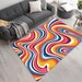 Colorful Retro Swirl Printed Area Rug Machine Washable - Etsy