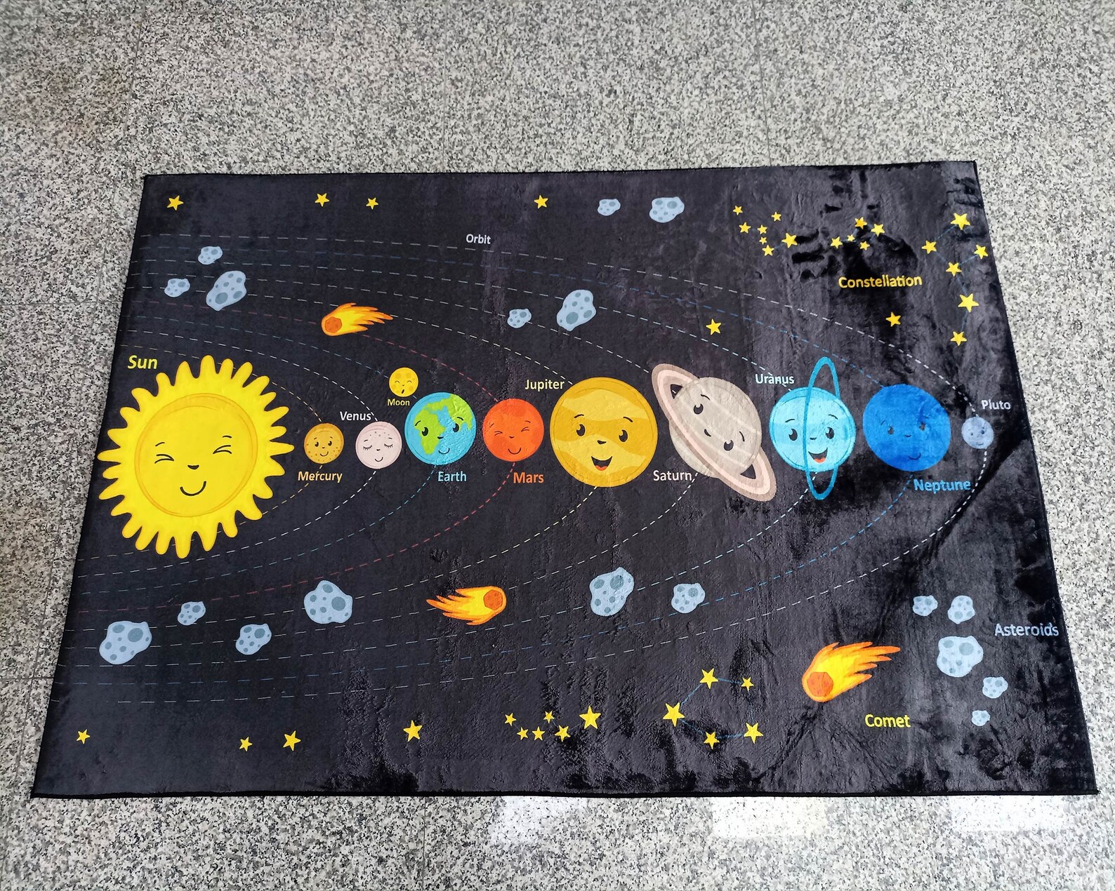 Vibrant Cute Kids Solar System Printed Kids Room Rug - Etsy
