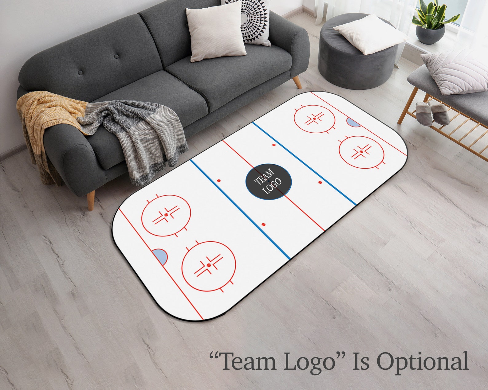 Ice Hockey Rink Printed Area Rug With Custom Team Logo - Etsy