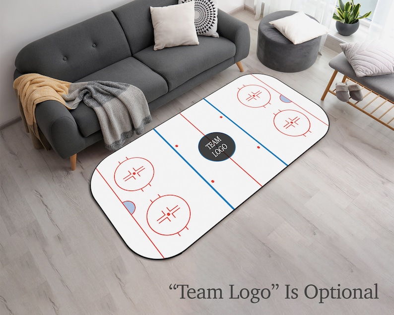 Ice Hockey Rink Printed Area Rug With Custom Team Logo - Etsy