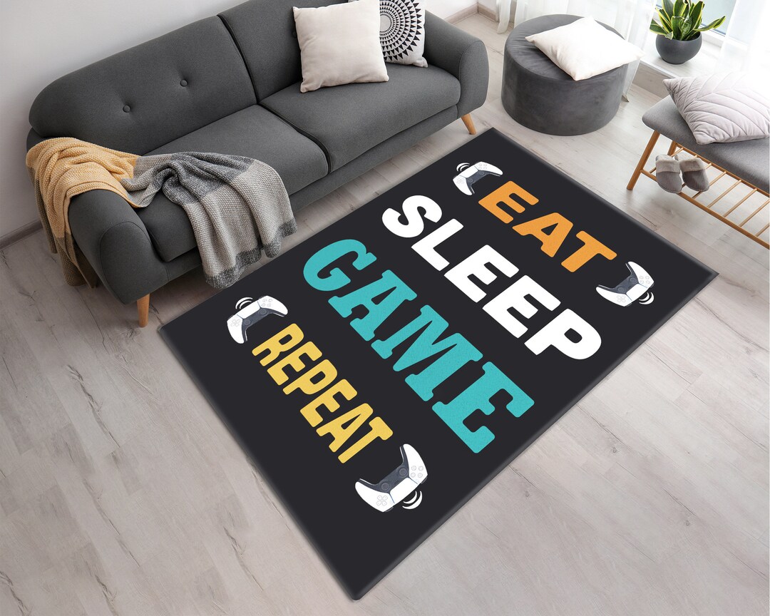 Vibrant Printed Gaming Room Rug • Gaming Room Decor • Carpet for Video ...