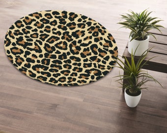 Round Leopard Rug - Etsy