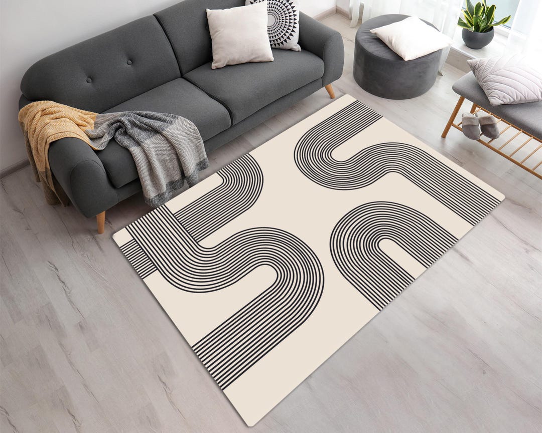 Personalized Abstract Rug • Modern Printed Area Rug • Graphic Rug ...