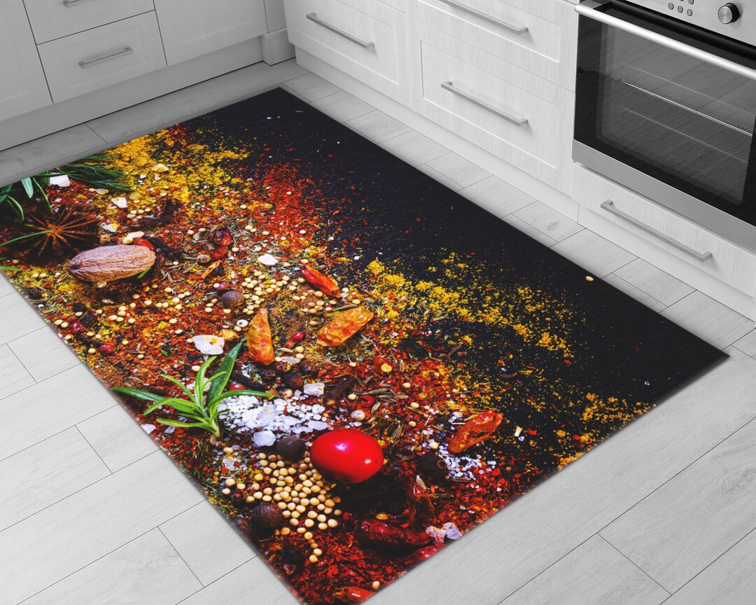 Vivid Color Spices and Seasonings, Rosemary and Nutmeg Printed Kitchen ...