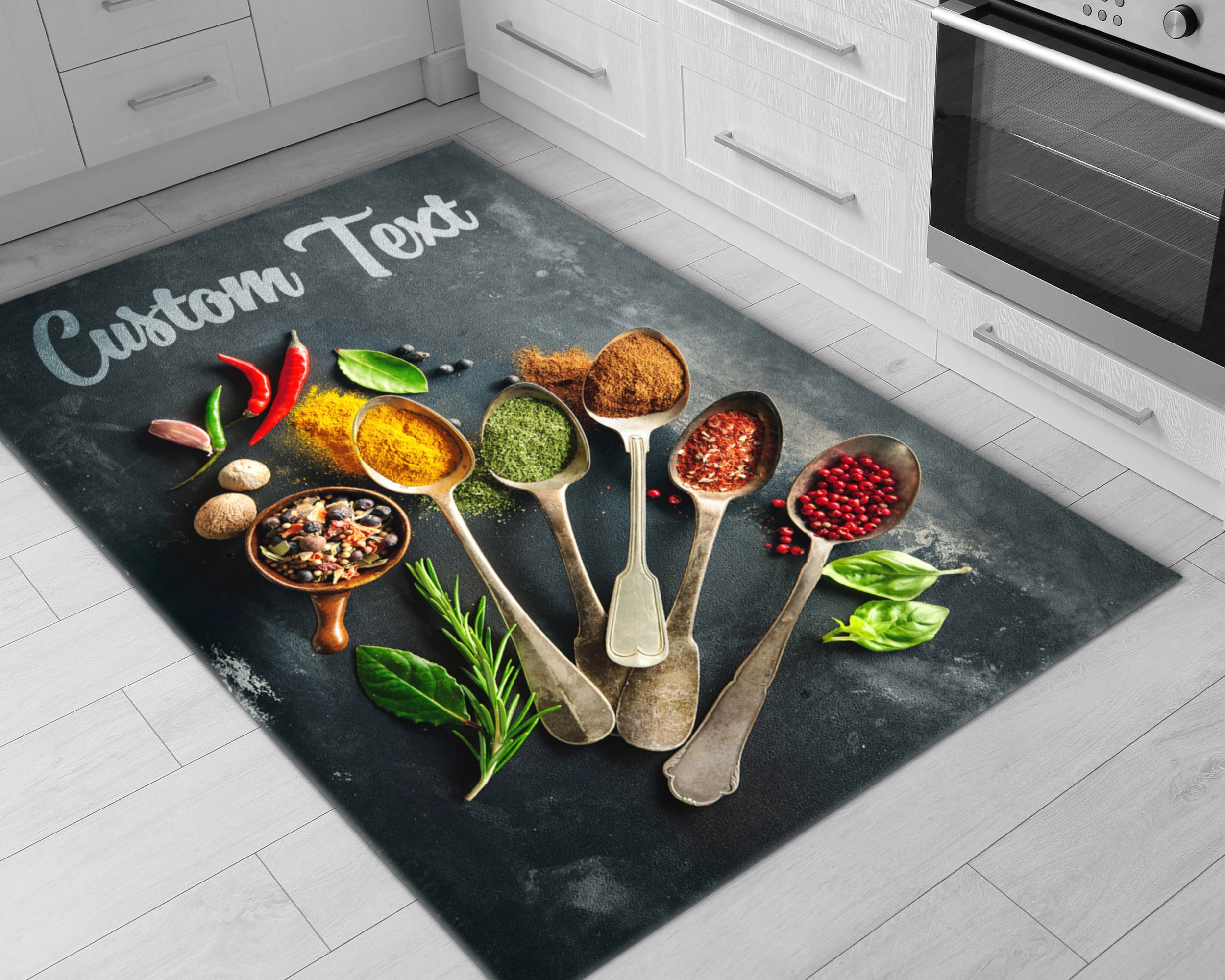 Vivid Color Printed Kitchen Rug • Machine Washable Non-slip Kitchen Rug ...