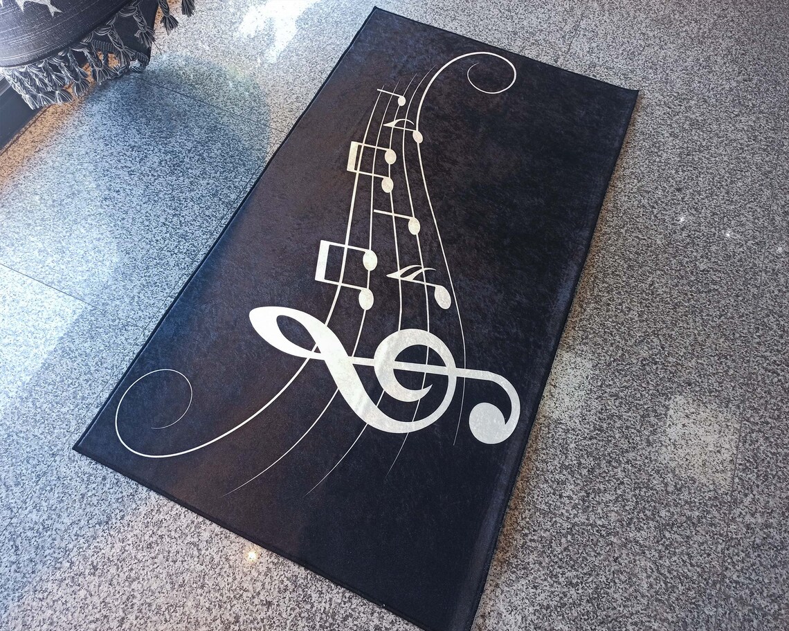 Personalized Musical Notes Printed Rug Machine Washable Rug - Etsy
