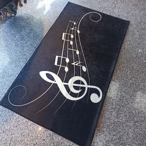 Personalized Musical Notes Printed Rug • Machine Washable Rug for Music ...