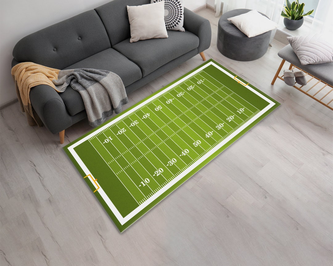 American Football Field Printed Area Rug With Custom Team Logo & Name ...