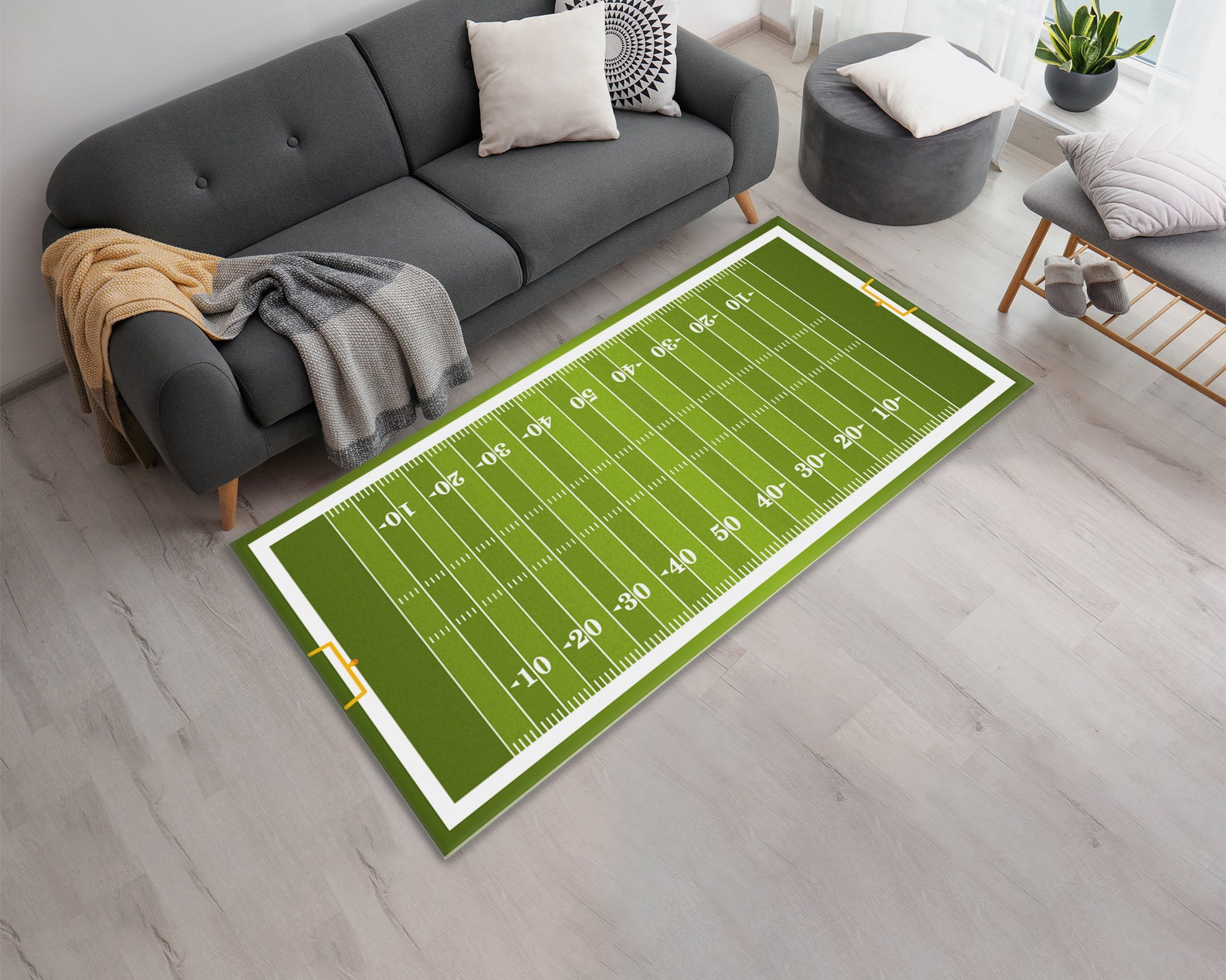 American Football Field Printed Area Rug With Custom Team Logo - Etsy