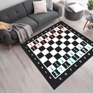 Chess Set With Board Rug • Vivid Color Printed Washable Non Slip Carpet ...