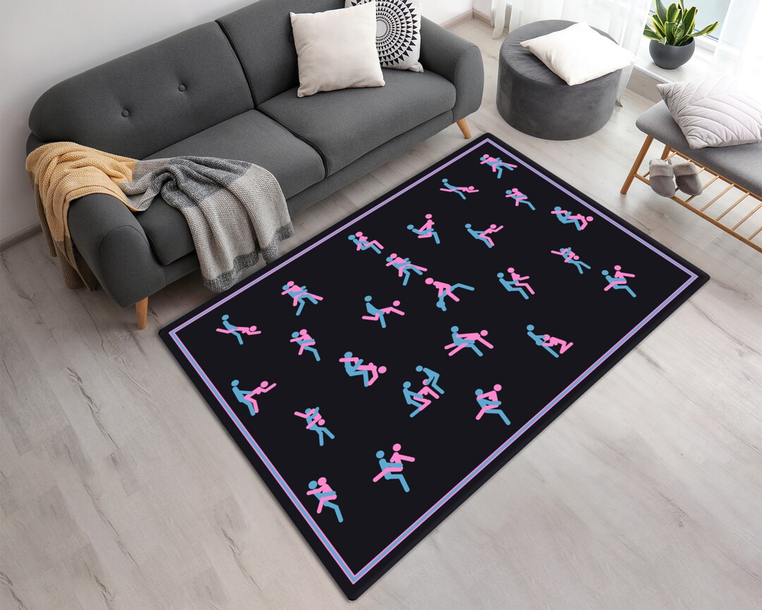 Sensual Kama Sutra Sketchy Poses Printed Area Rug Unique Passionate ...
