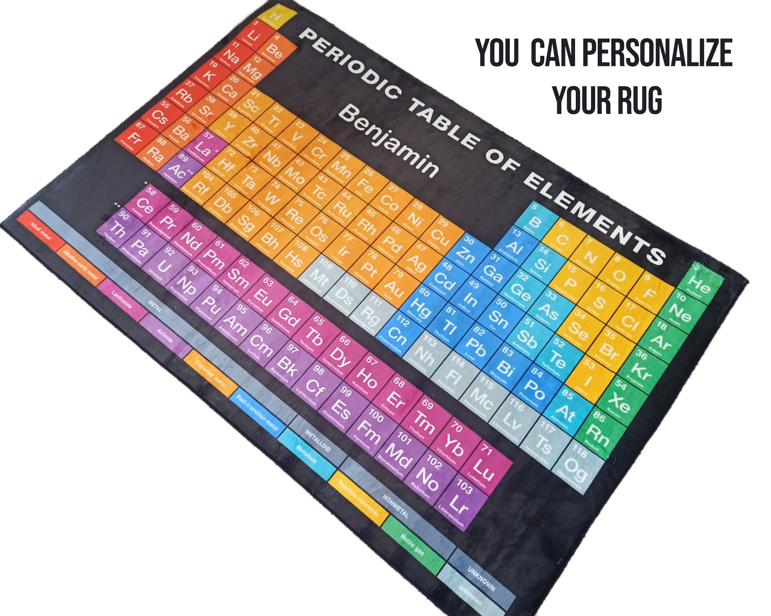 Periodic Table of Elements Area Rug Washable Personalized - Etsy