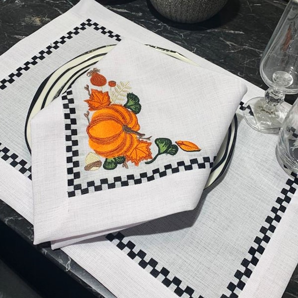 Embroidered Pumpkin Table Runner - Etsy