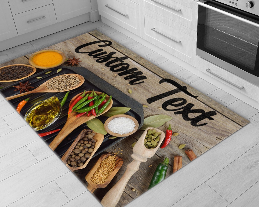 Vivid Color Printed Kitchen Rug • Machine Washable Non-slip Kitchen Rug ...