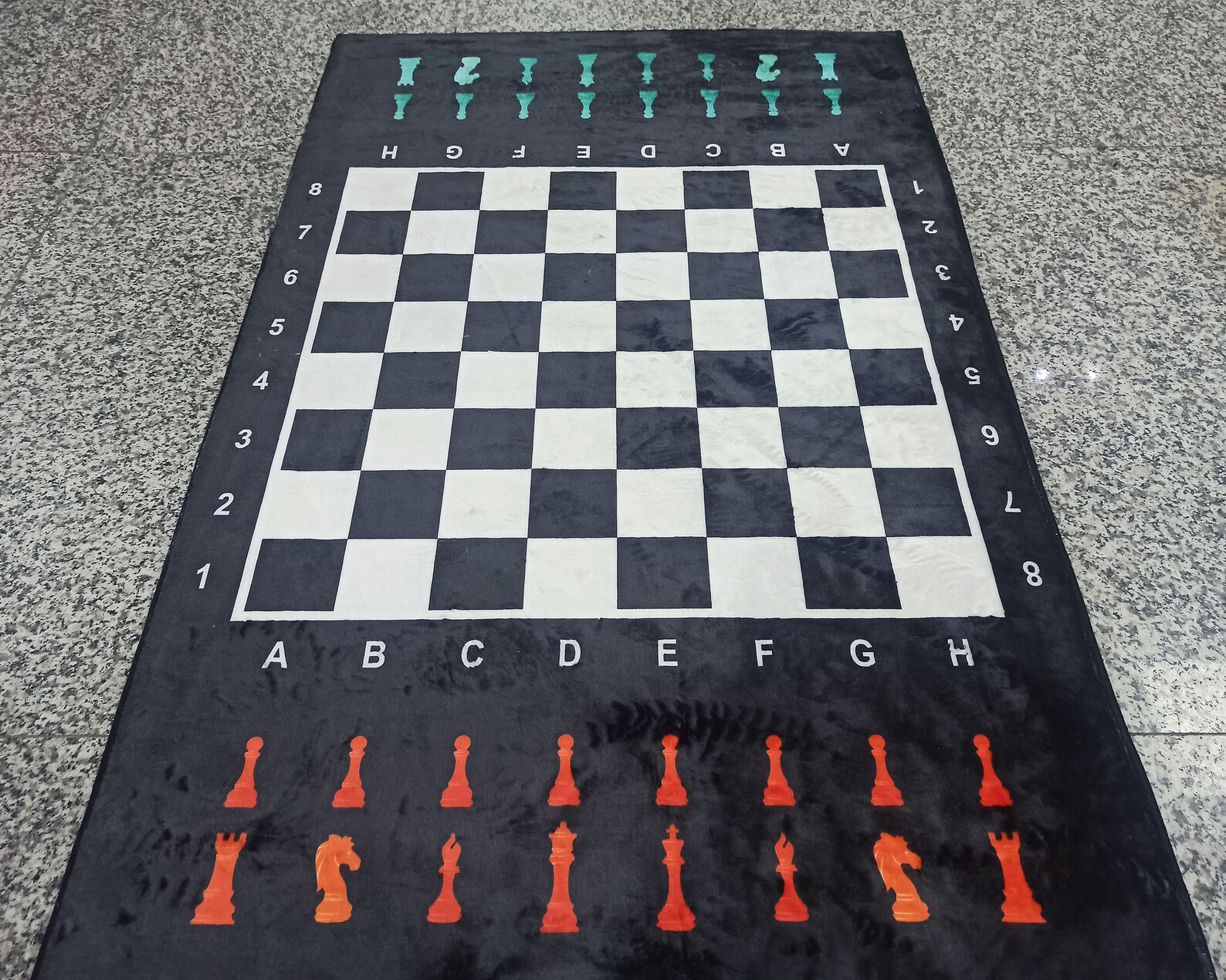 Chess Set With Board Rug Vivid Color Printed Washable Non - Etsy