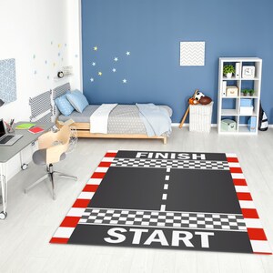 Racetrack With "start" and "finish" Lines Printed Runner Rug • Washable ...