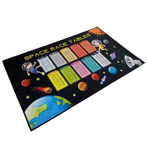 Math Times Tables Space Theme Printed Area Rug • Washable Personalized ...