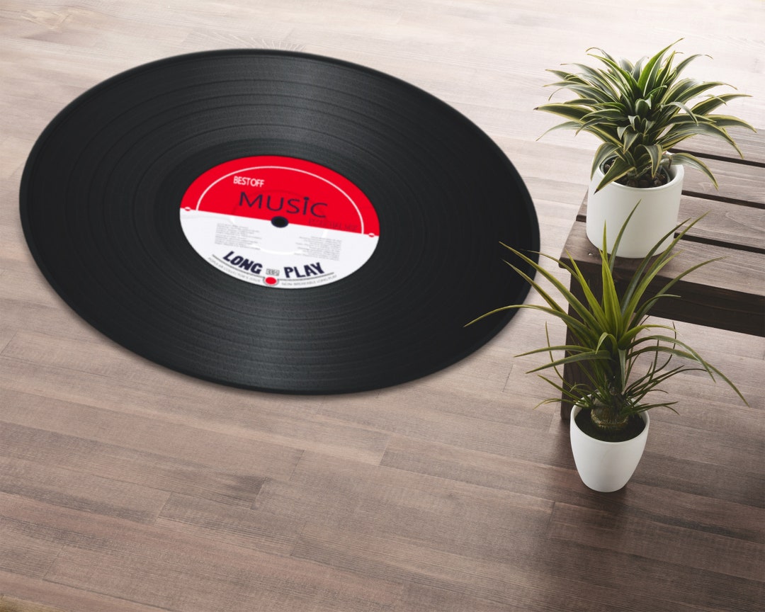 Custom Retro Vinyl Record Round Rug • Printed Vinyl Music Record Carpet ...