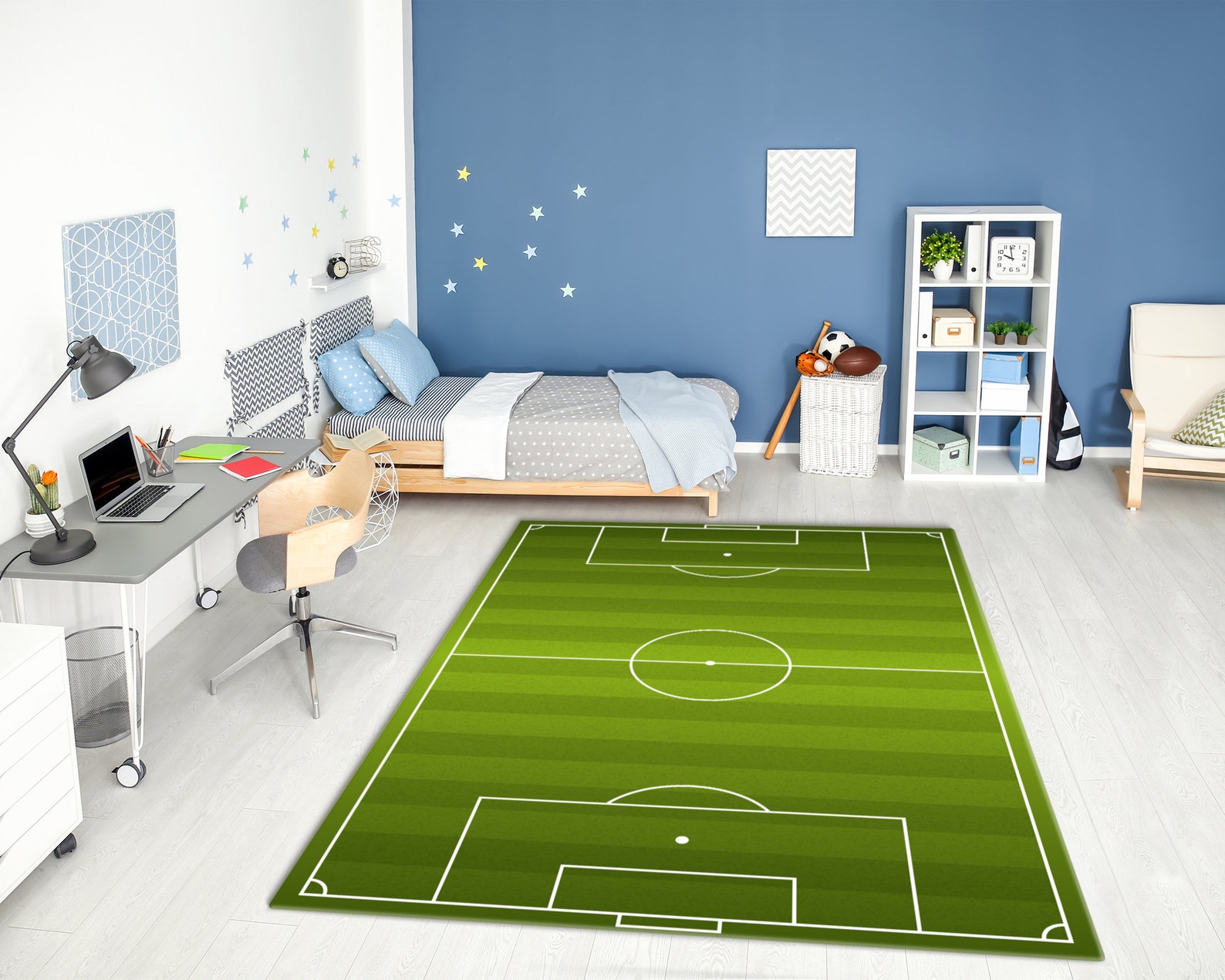Football / Soccer Field Printed Area Rug • Washable Football / Soccer ...