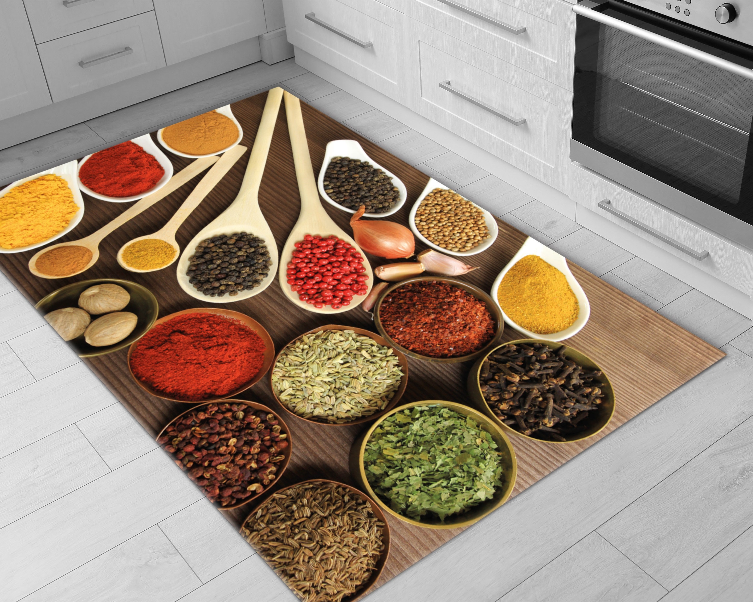 Vibrant Printed Kitchen Rug • Machine Washable Non-slip Kitchen Rug ...