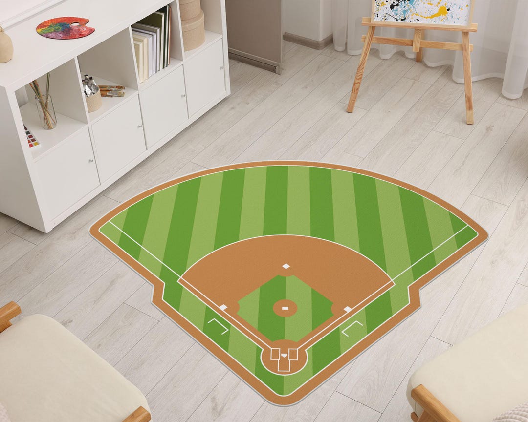 Custom Baseball Field Rug: Velvet Touch, Non-slip Cotton Back - Etsy