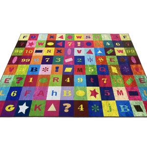 Vibrant Colorful Educational Kids Room Area Rug • Colorful Letters ...