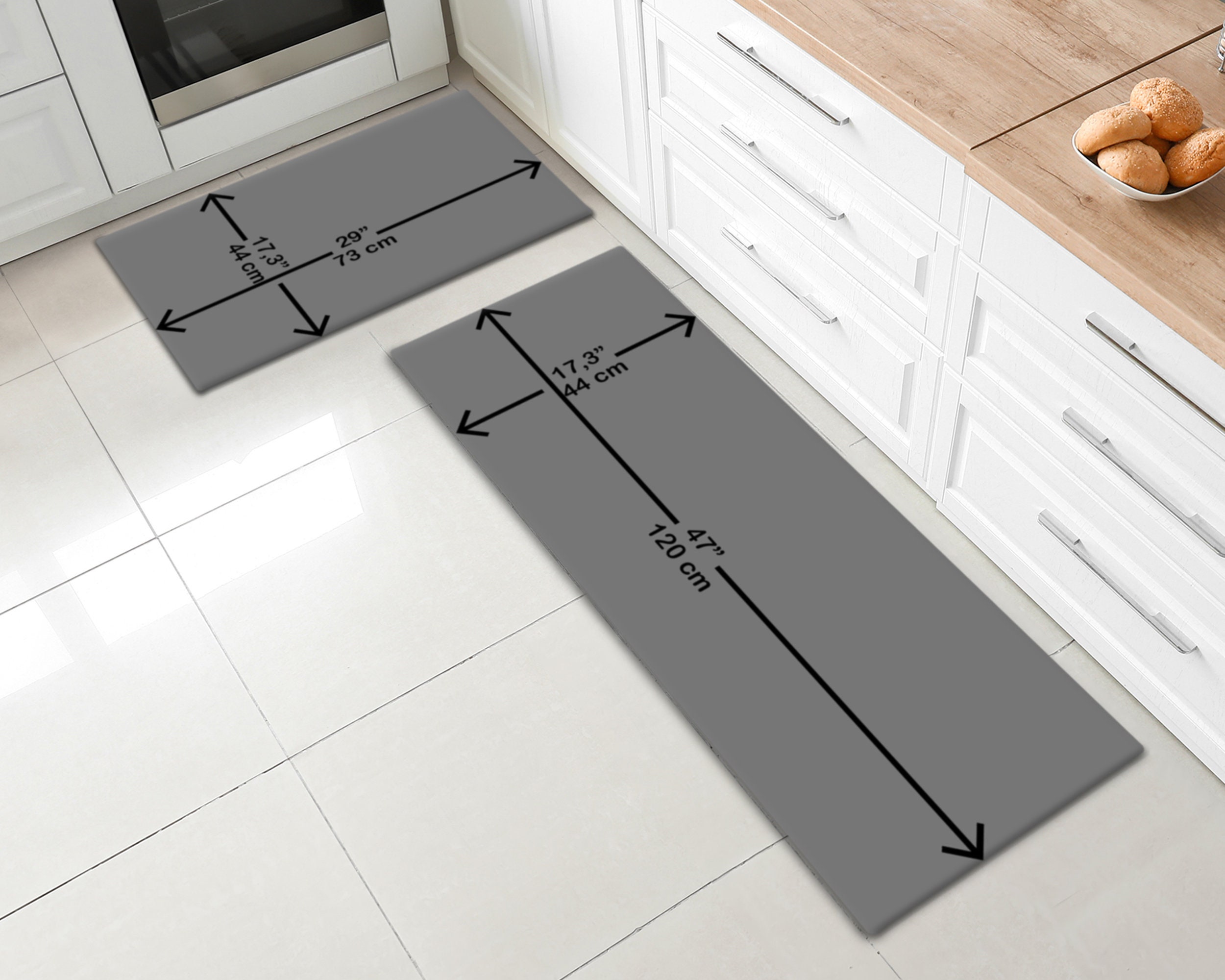 Vibrant Printed Kitchen Rug, Set of 2 • Machine Washable Non-slip ...