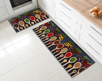 Vibrant Printed Kitchen Rug Set of 2 Machine Washable - Etsy
