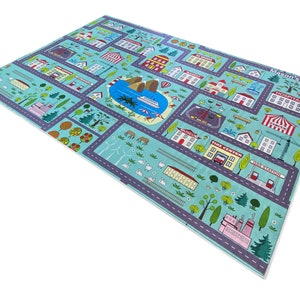 City Road Play Mat for Kids Room • Fun City Car Track Printed Area Rug ...