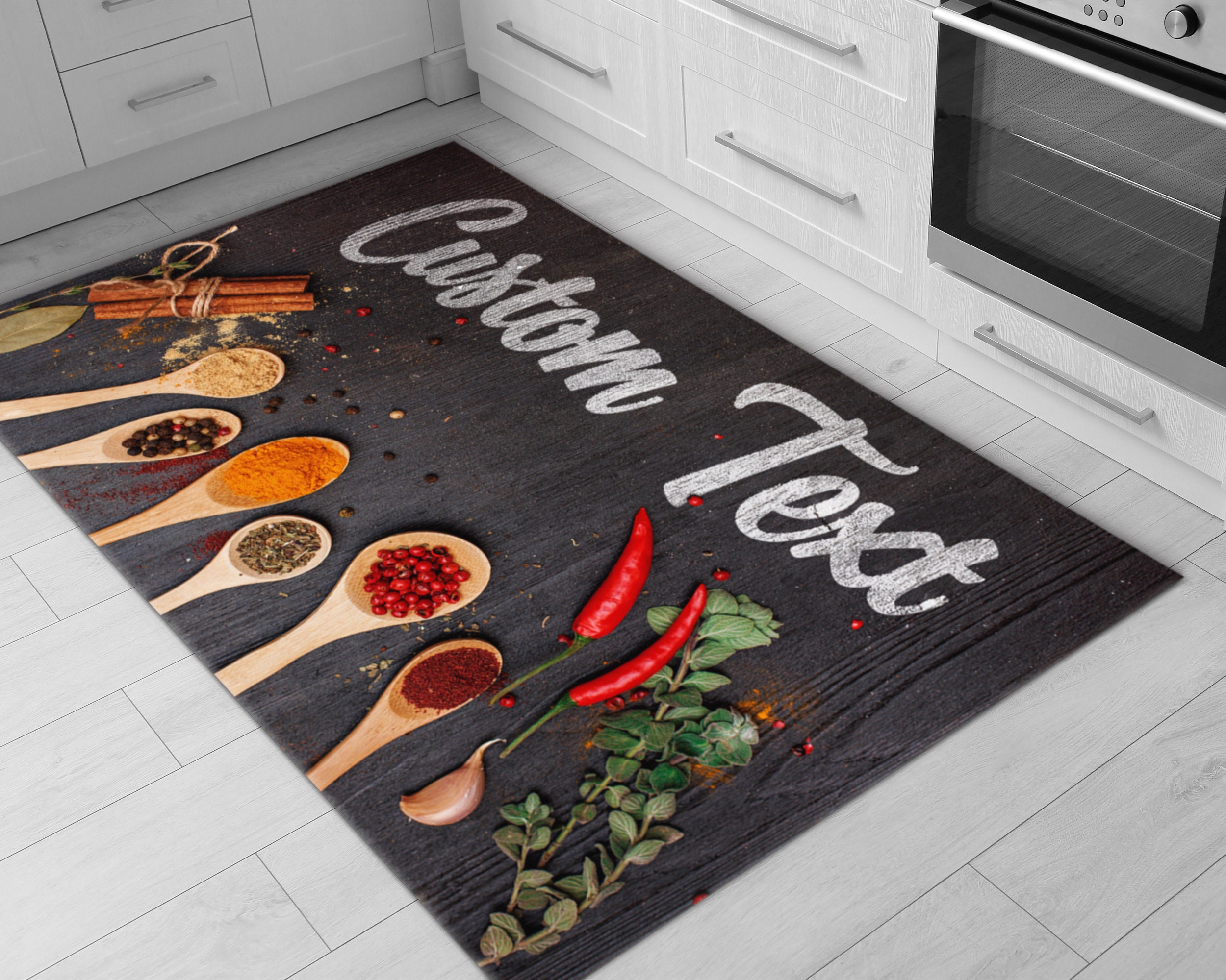 Vivid Color Printed Kitchen Rug Machine Washable Non-slip | Etsy