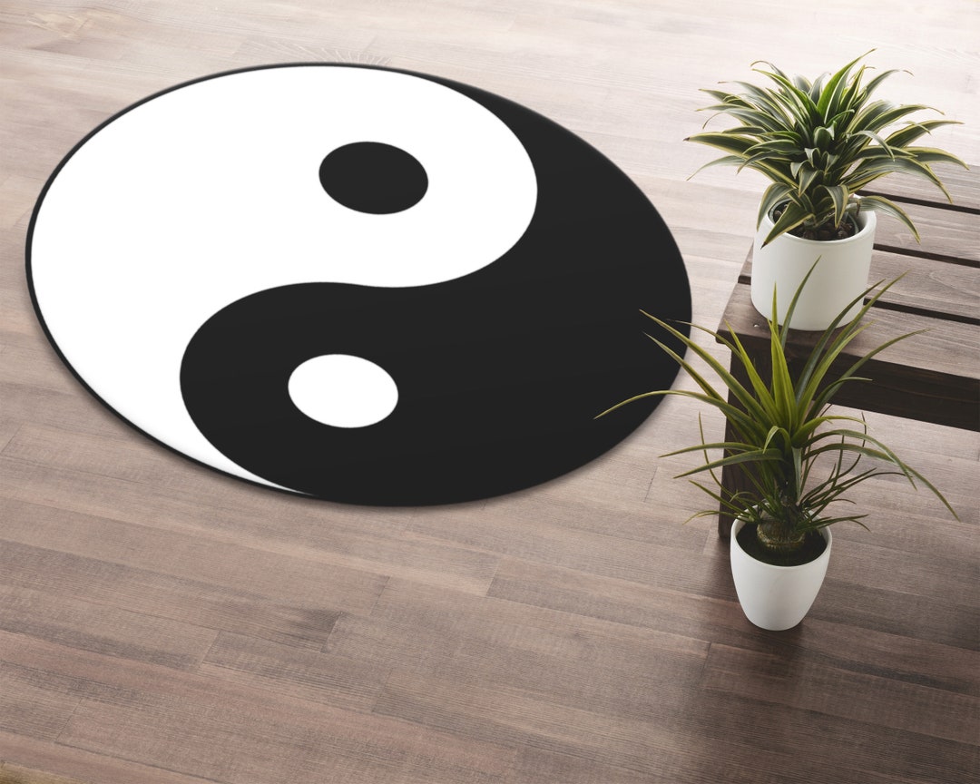 Yin Yang Symbol Round Rug • Vivid Color Printed Yin Yang Symbol Circle ...