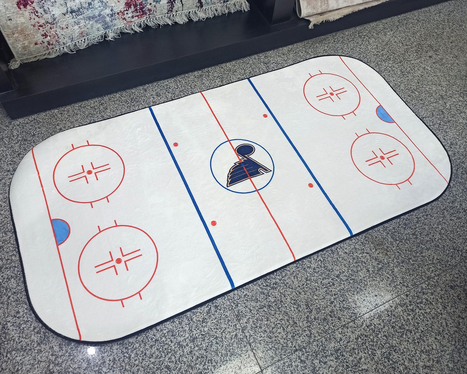 Ice Hockey Rink Printed Area Rug With Custom Team Logo - Etsy