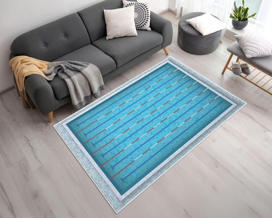 Personalized Swimming Pool Rug: Custom Name/logo, Velvet Sports Decor ...