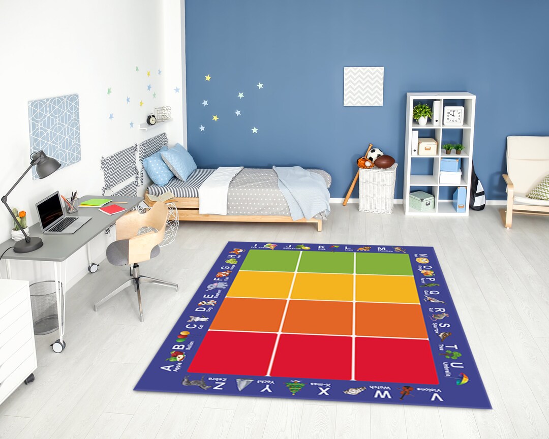 Vibrant Colorful Educational Phonics Seating Area Rug • Letters and ...
