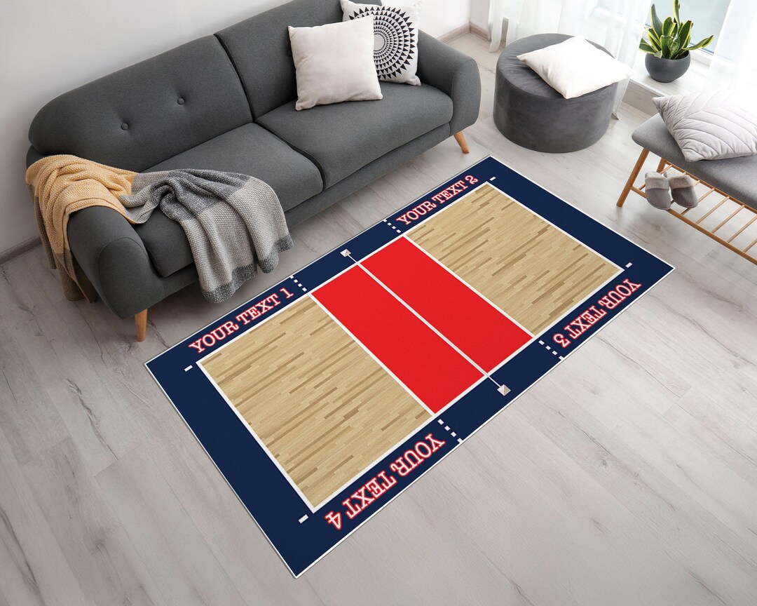 Custom Volleyball Court Rug • Personalized Machine-washable Name Sports ...