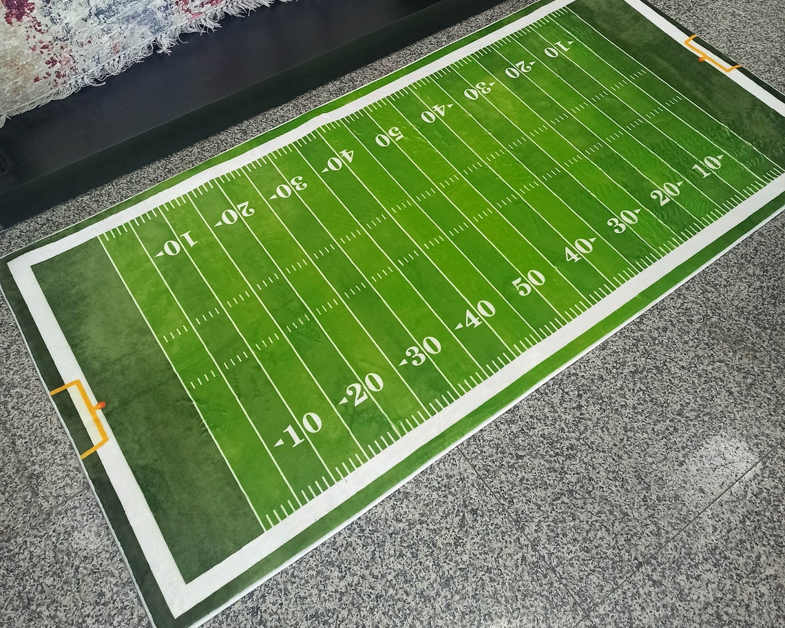 American Football Field Printed Area Rug With Custom Team Logo - Etsy