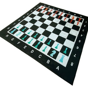 Chess Set With Board Rug • Vivid Color Printed Washable Non Slip Carpet ...