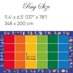 Vibrant Colorful Educational Phonics Seating Area Rug • Letters and ...
