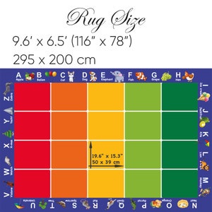 Vibrant Colorful Educational Phonics Seating Area Rug • Letters and ...