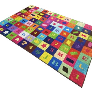 Vibrant Colorful Educational Kids Room Area Rug • Colorful Letters ...