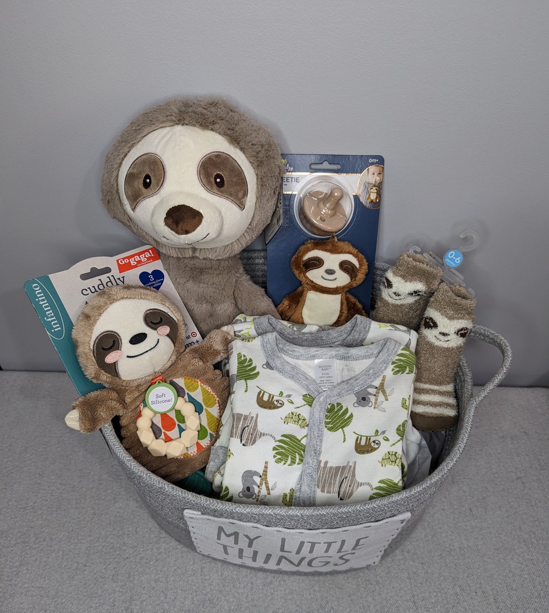 Sloth Themed Baby Shower Basket, New Mom to Be Gift, Gender Neutral ...