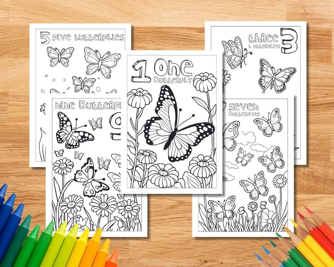 Butterfly Garden: A Counting Colouring Adventure - 12 Pages - Etsy