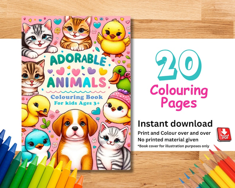 Adorable Animals: Coloring Book for Ages 3+ - Etsy